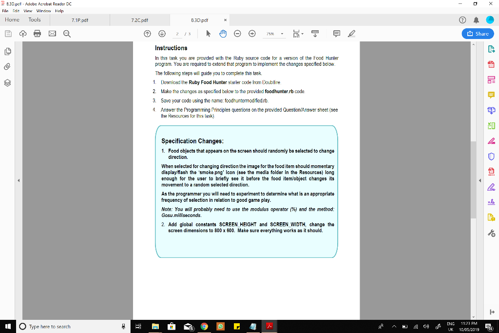 수 0.3 D.pc. Adobe Acrobat Reader DC File Edit View | Chegg.com