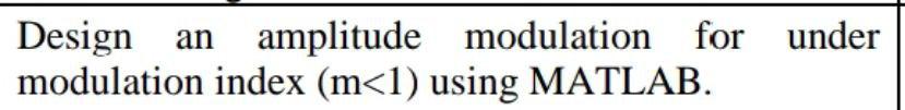Solved Design an amplitude modulation for under modulation | Chegg.com