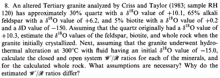 Solved An altered Teriary granite has approximately 30% | Chegg.com