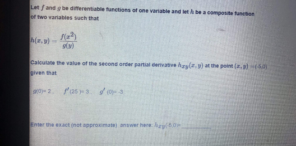 Solved Let f and g be differentiable functions of one | Chegg.com