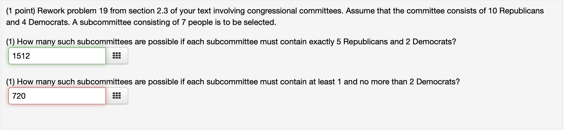 Solved (1 point) Rework problem 19 from section 2.3 of your | Chegg.com