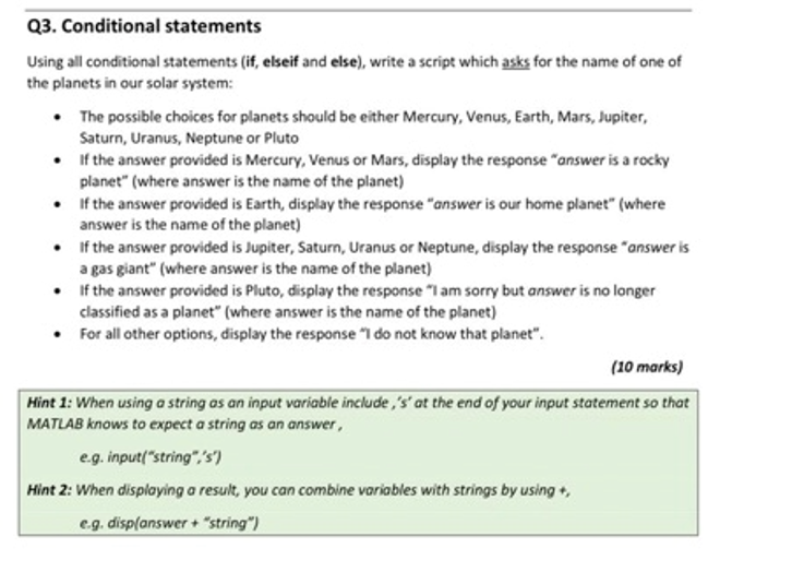 Solved Q3. Conditional statements Using all conditional | Chegg.com