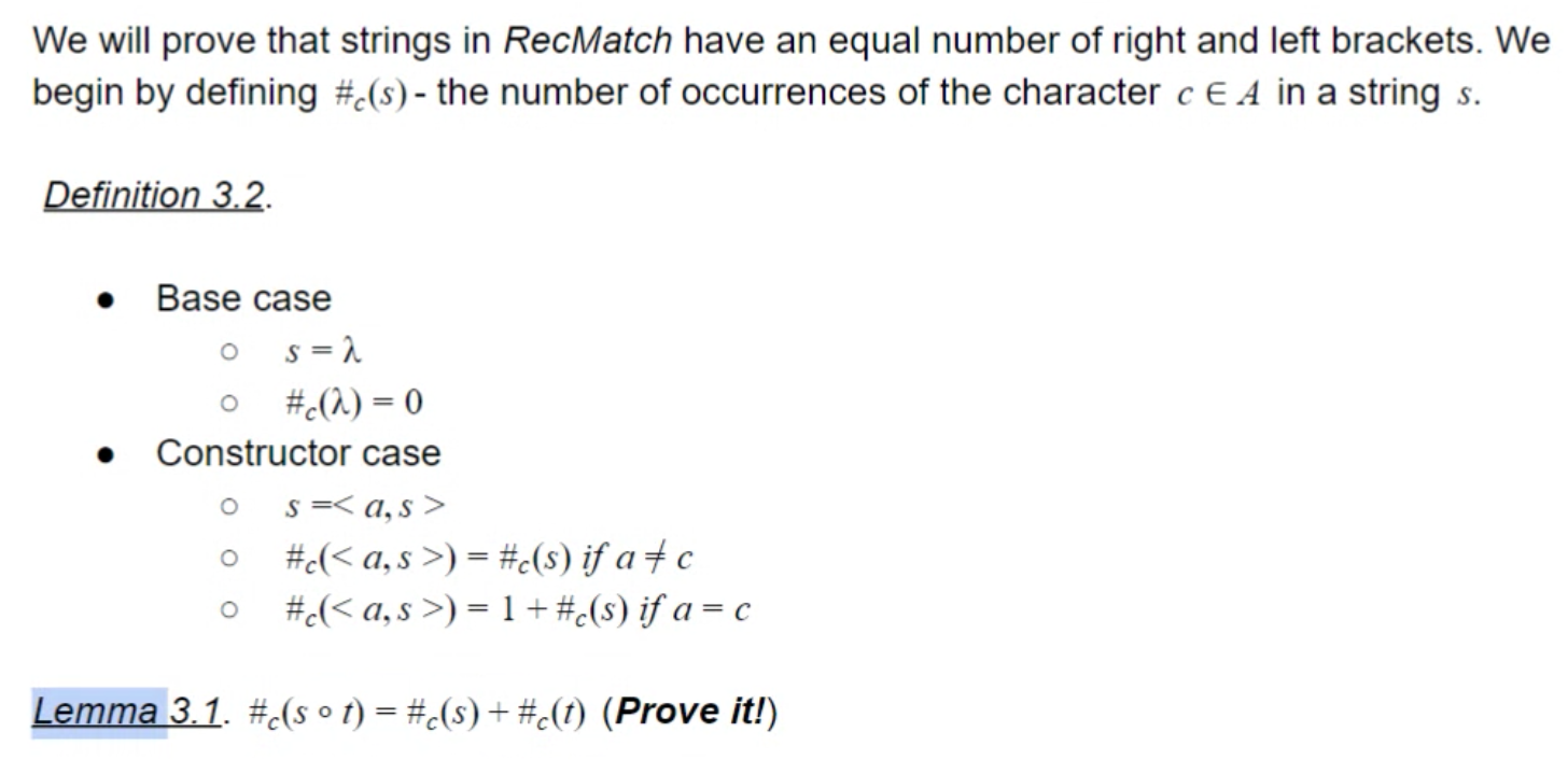 Solved We will prove that strings in RecMatch have an equal | Chegg.com