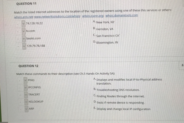 Solved QUESTION 9 Match these protocols/programs to the | Chegg.com