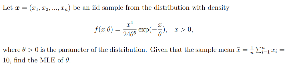 Solved Let x=(x1,x2,…,xn) be an iid sample from the | Chegg.com