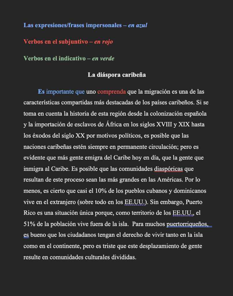 Las expresiones/frases impersonales – en azul Verbos | Chegg.com