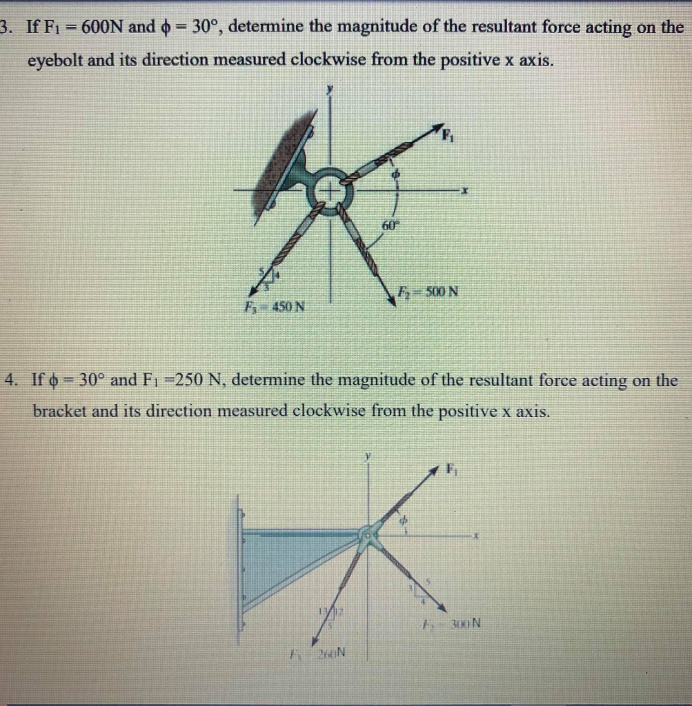 Solved 3. If F1 = 600N and $ = 30°, determine the magnitude | Chegg.com