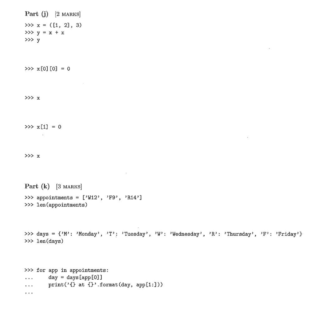 Solved For the following questions, assume the code has been | Chegg.com