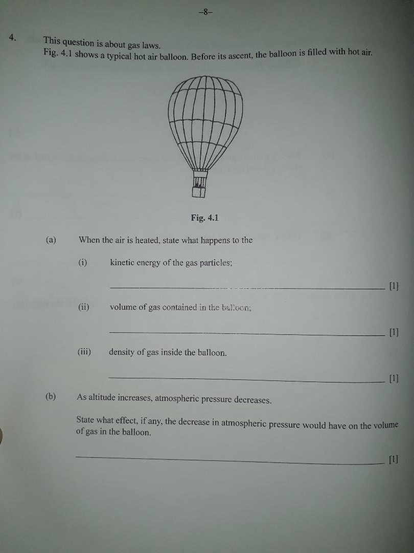 Solved 4. This question is about gas laws. Fig. 4.1 shows a | Chegg.com
