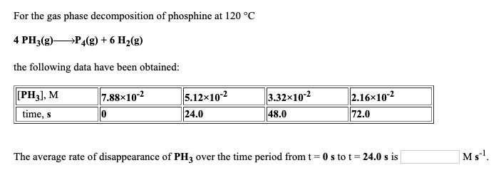 Solved For the gas phase decomposition of phosphine at 120 | Chegg.com