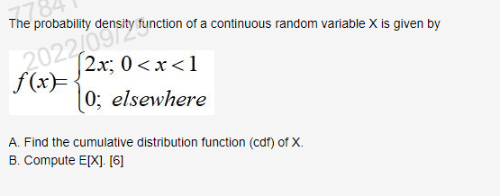 Solved The probability density function of a continuous | Chegg.com