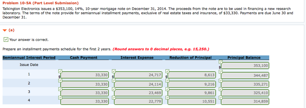 Solved Problem 10-5A (Part Level Submission) Talkington | Chegg.com