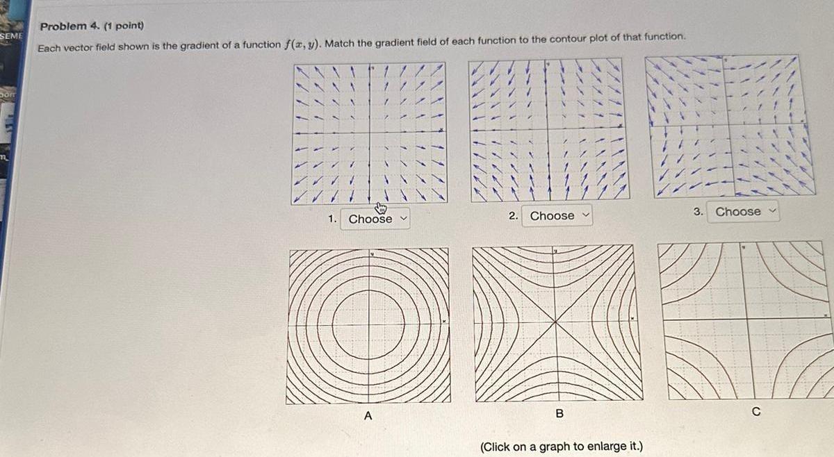Solved Problem 4. (1 point) Each vector field shown is the | Chegg.com