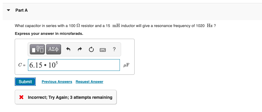Solved Part A What capacitor in series with a 1002 resistor | Chegg.com