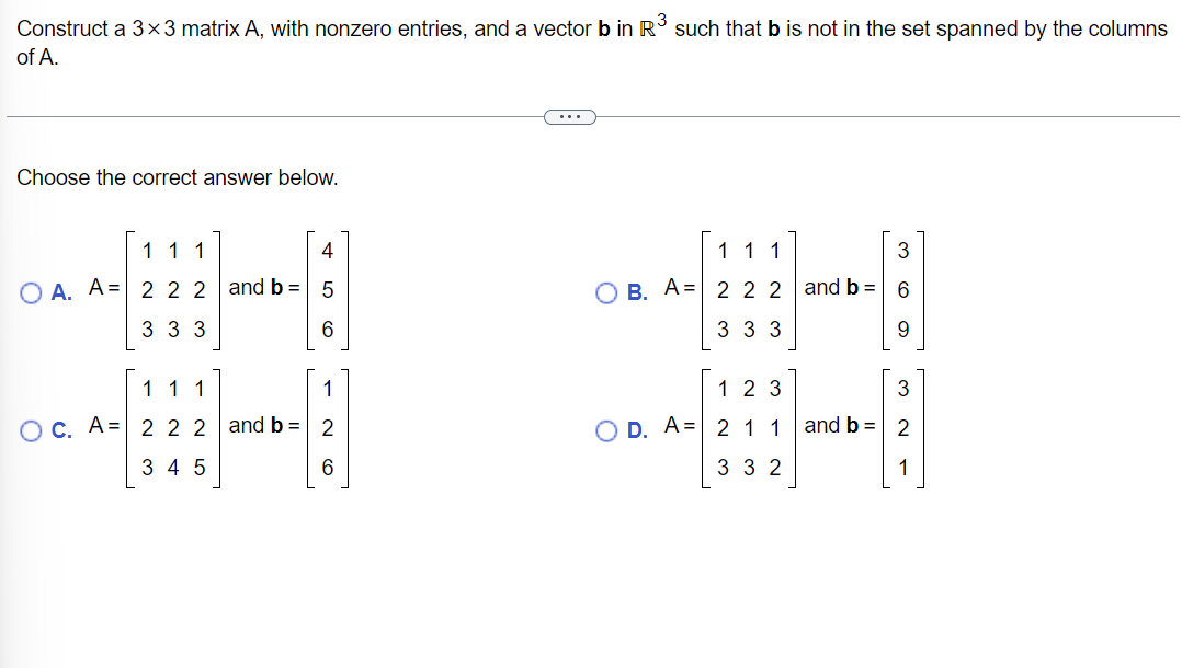 Solved Construct a 3×3 matrix A, with nonzero entries, and a | Chegg.com