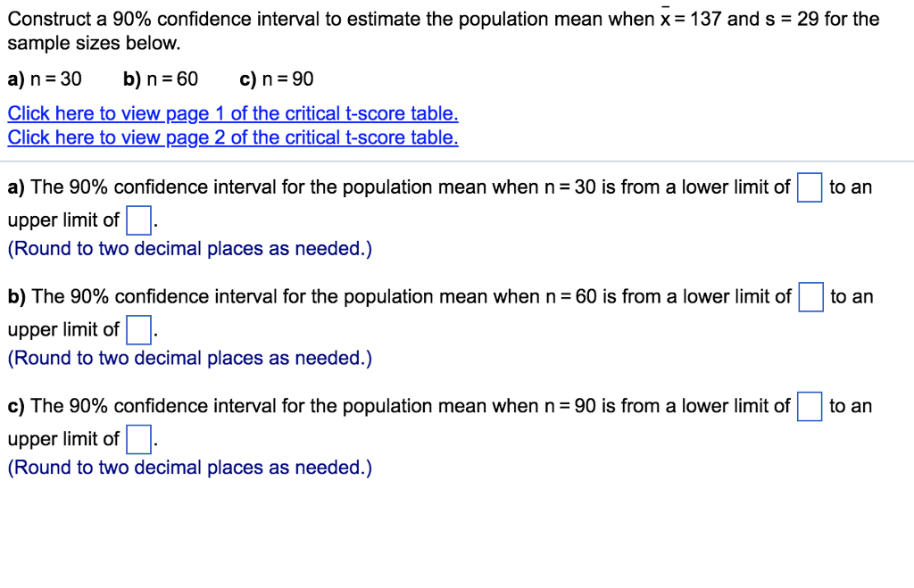 Solved Construct a 90% confidence interval to estimate the | Chegg.com