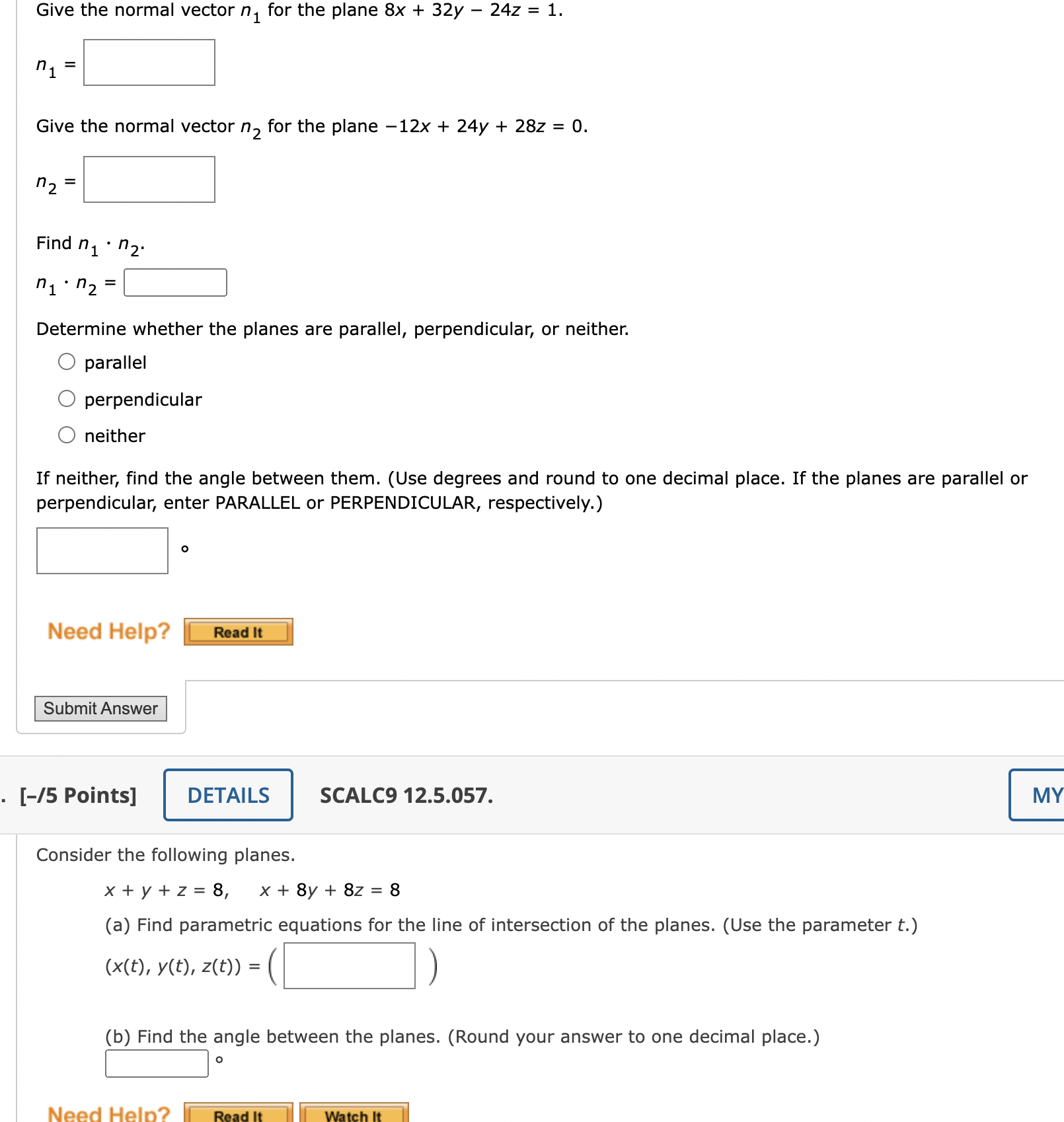 Solved Give the normal vector n1 for the plane 8x+32y−24z=1. | Chegg.com