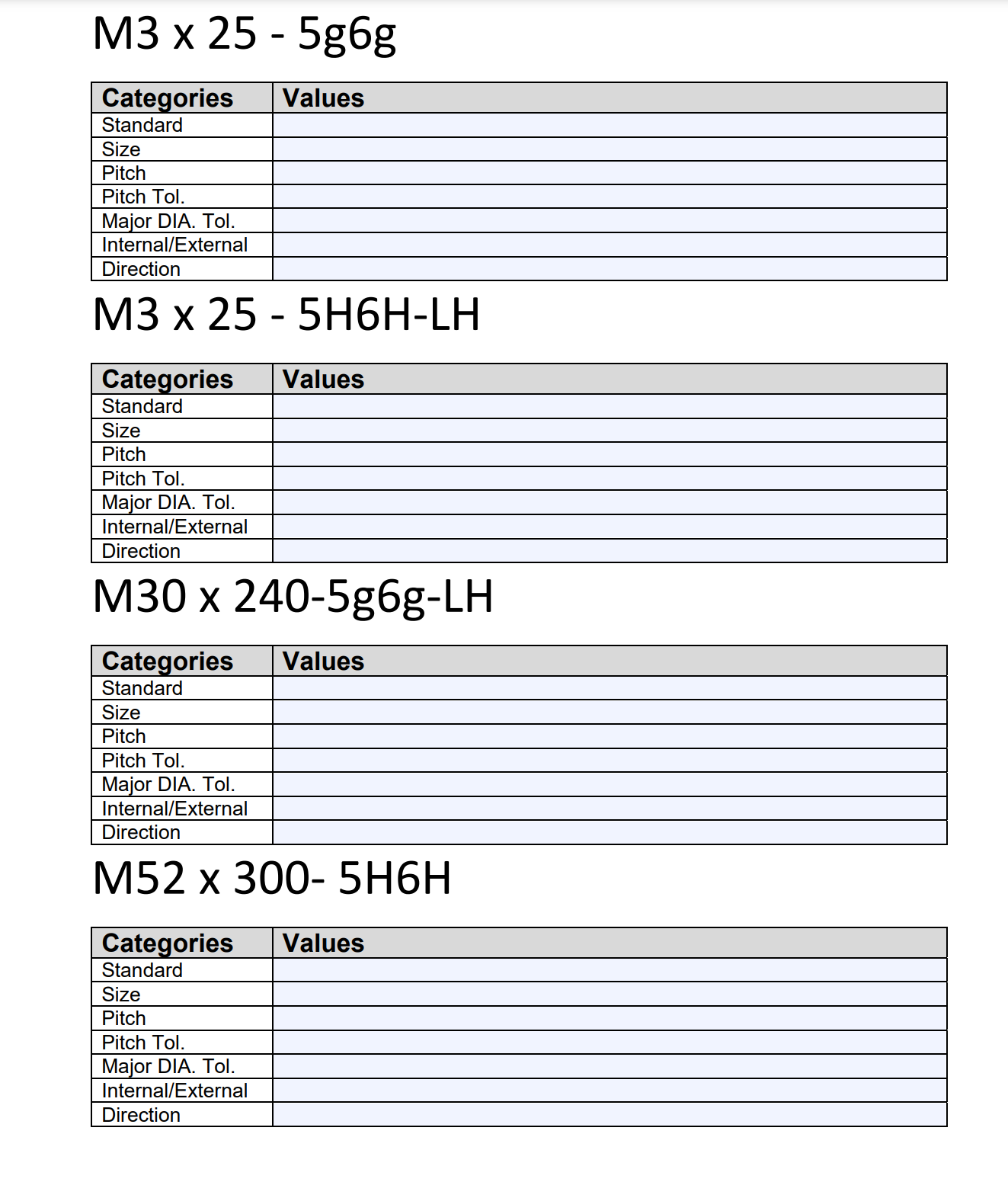 Solved M3 × 25−5g6g M3 x 25−5H6H−LH M30 x 240-5g6g-LH M52 x | Chegg.com