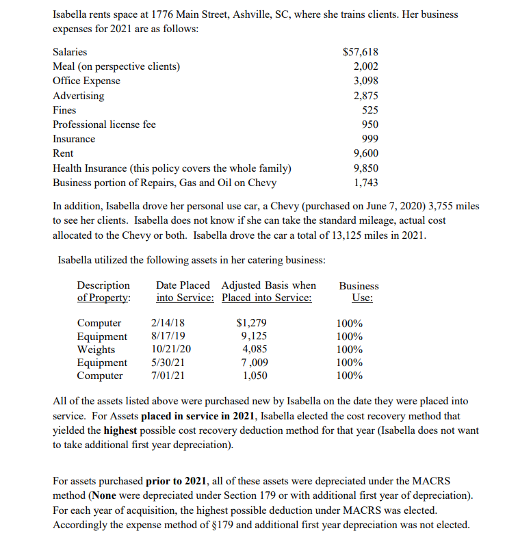 INDIVIDUAL TAX RETURN PROJECT ISABELLA MARTINEZ | Chegg.com