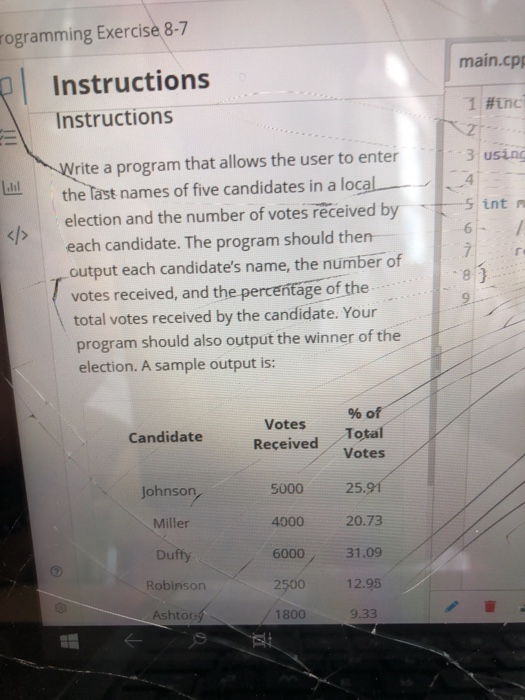 Solved Exercise 8-7 rogramming main.cp Instructions | Chegg.com