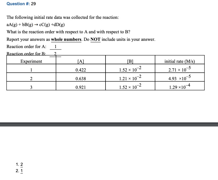 Solved The Following Initial Rate Data Was Collected For The