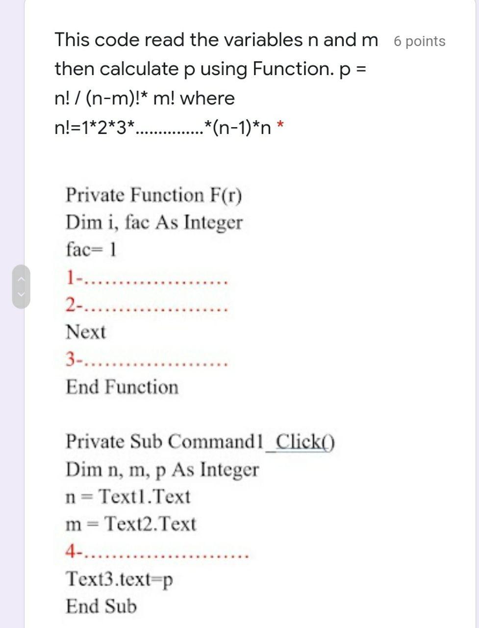 Solved This code read the variables n and m 6 points then | Chegg.com