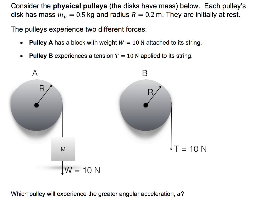 Solved Consider the physical pulleys (the disks have mass) | Chegg.com
