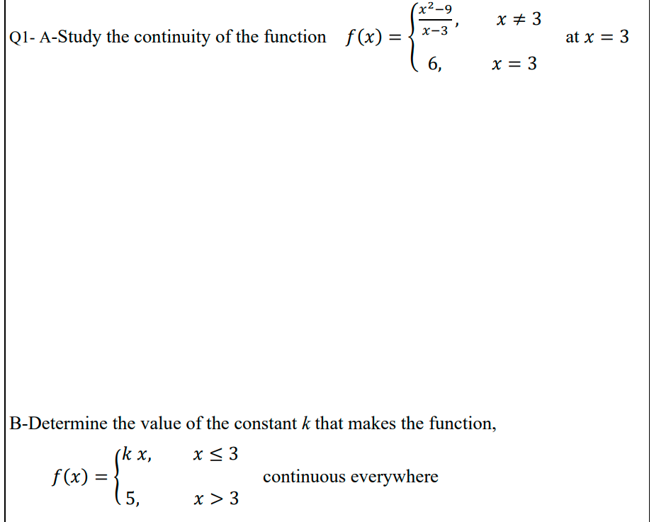 Solved Q1- A-Study the continuity of the function | Chegg.com