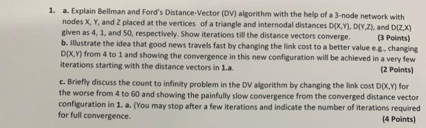 Solved 1. a. Explain Bellman and Ford's Distance Vector (DV) | Chegg.com
