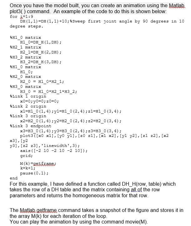 DH Transform matrix: | Chegg.com