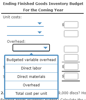 Solved Ending Finished Goods Inventory Budget Play-Disc | Chegg.com