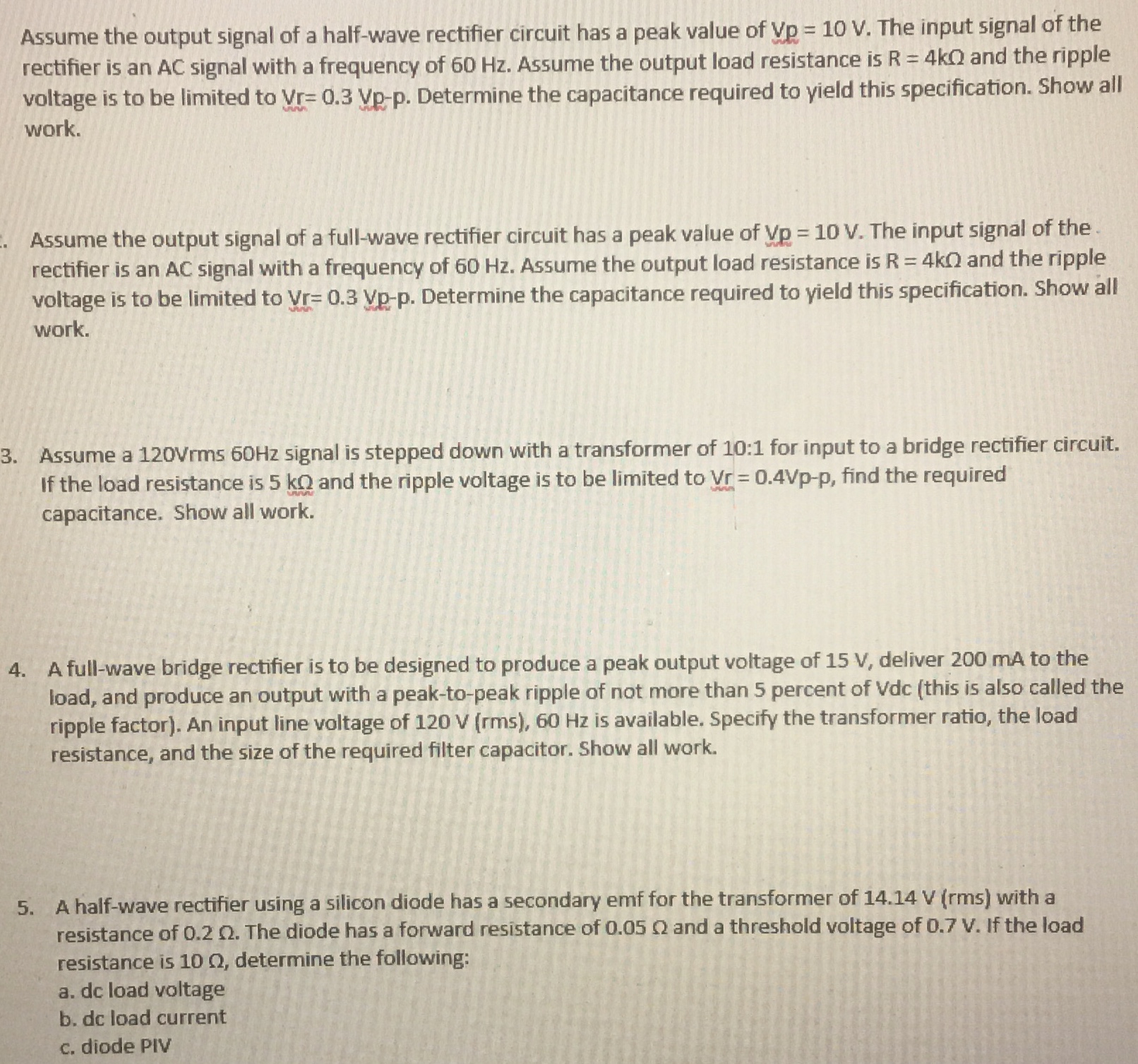 Solved Assume the output signal of a half-wave rectifier | Chegg.com