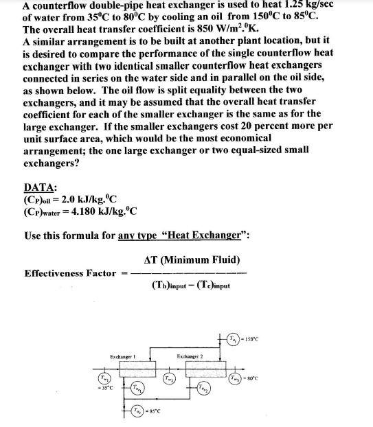 Solved A counterflow double-pipe heat exchanger is used to | Chegg.com