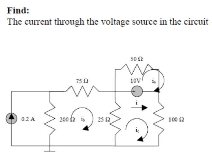 Solved Find: The current through the voltage source in the | Chegg.com
