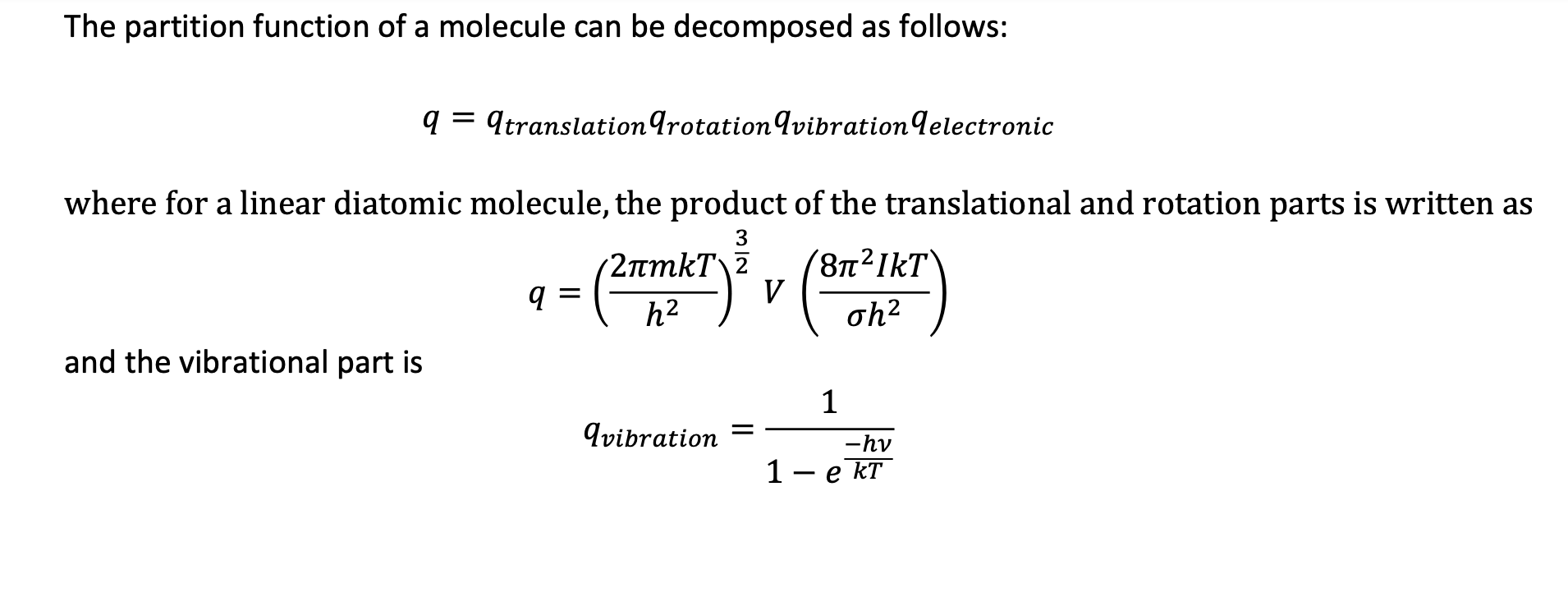 Solved The partition function of a molecule can be | Chegg.com