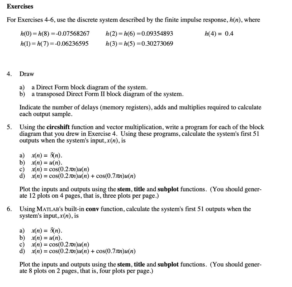 Solved Exercises For Exercises 4-6, use the discrete system | Chegg.com