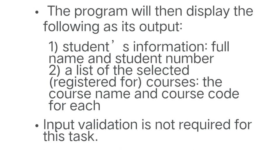 Solved Write a program that will allow students to select | Chegg.com