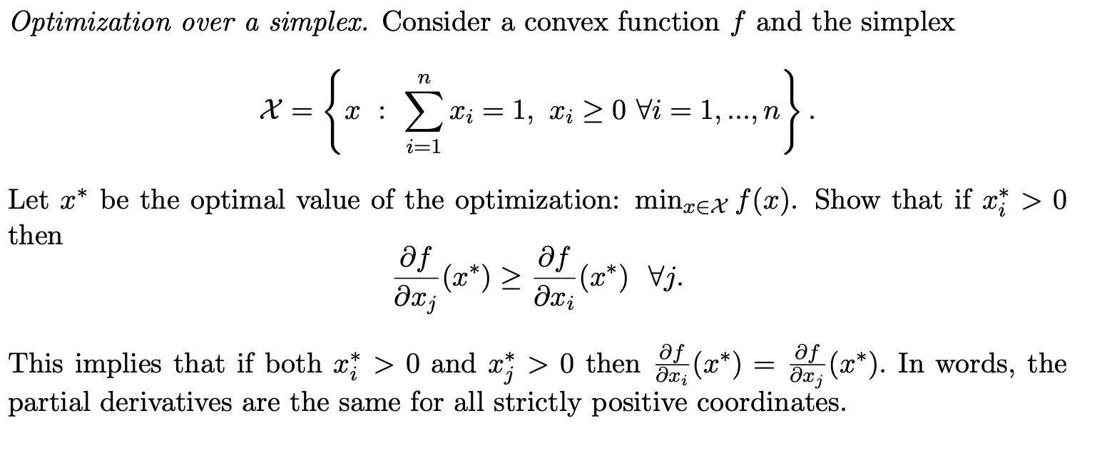 Optimization over a simplex. Consider a convex | Chegg.com