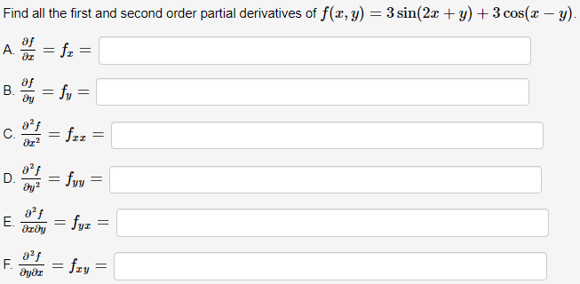 Solved Find all the first and second order partial | Chegg.com