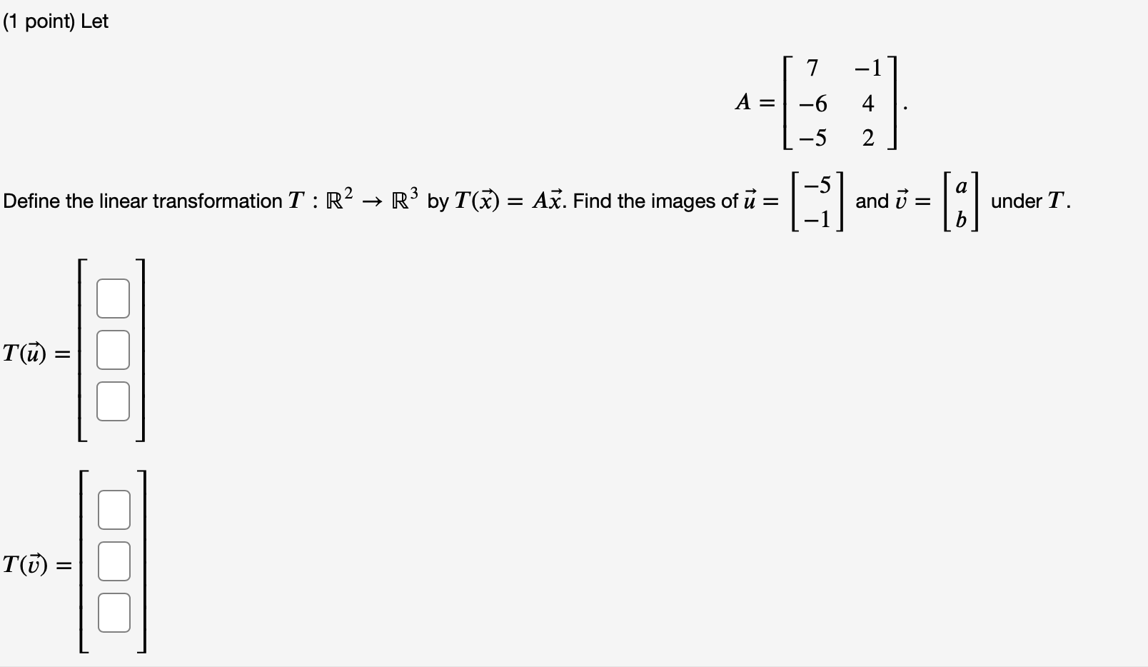 Solved Let 𝐴=⎡⎣⎢⎢7−6−5−142⎤⎦⎥⎥. A = [ 7 −1 −6 4 −5 2 ] . | Chegg.com