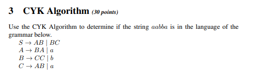 Solved 3 Cyk Algorithm 30 Points Use The Cyk Algorithm To 1037