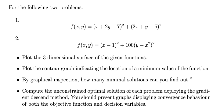 Solved For the following two problems: 1. f(x, y) = (x + 2y | Chegg.com