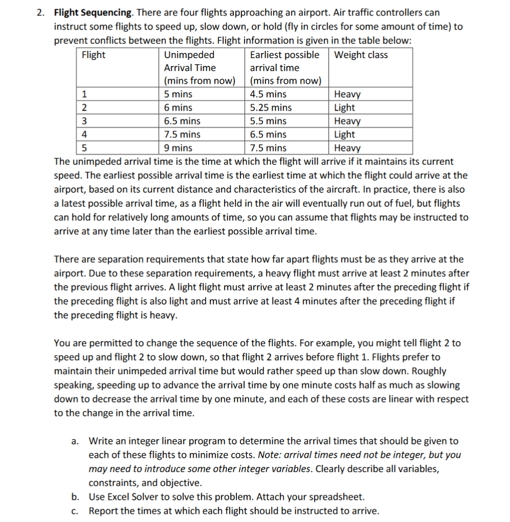 Solved Flight Sequencing. There are four flights approaching | Chegg.com