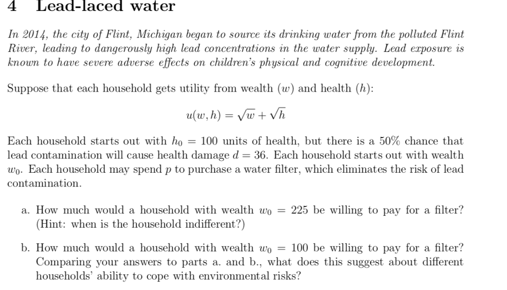 Solved 4 Lead-laced water In 2014, the city of Flint, | Chegg.com