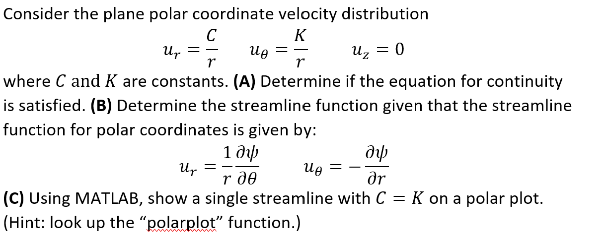 Solved Consider the plane polar coordinate velocity | Chegg.com
