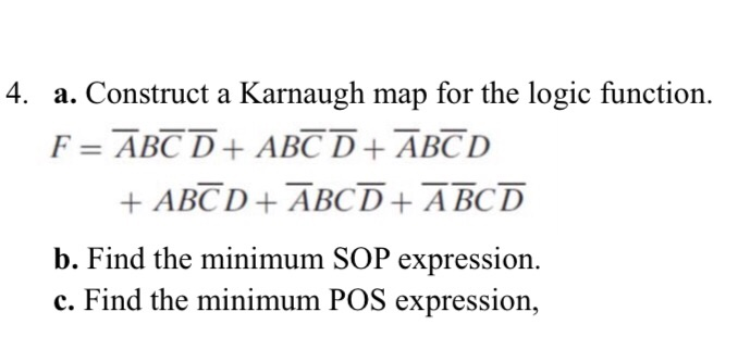 Solved 4 A Construct A Karnaugh Map For The Logic