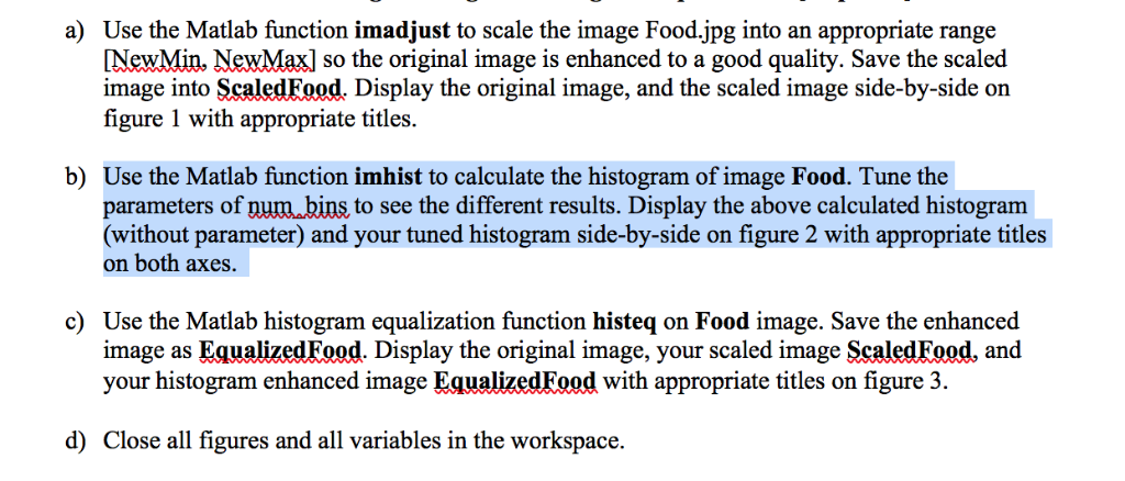 Solved appropriate range a) Use the Matlab function | Chegg.com
