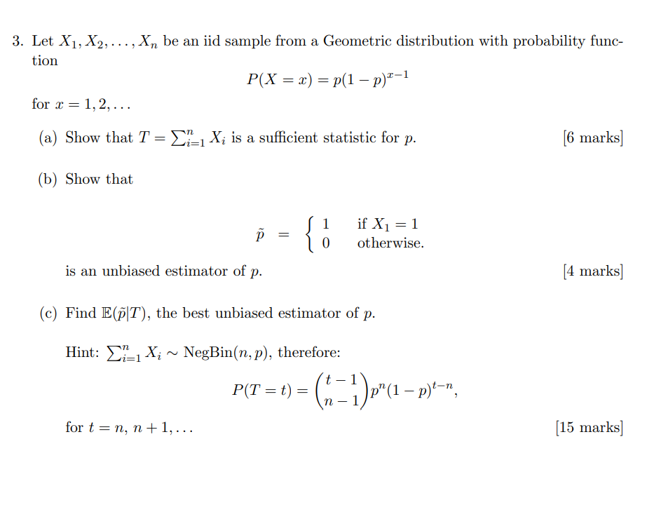Solved 3. Let X1, X2, ..., Xn be an iid sample from a | Chegg.com