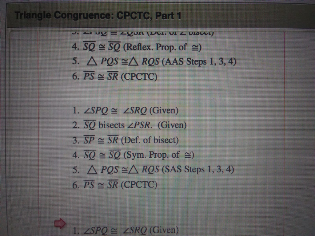Solved riangle Congruence: CPCTC, Part i Given that SQ | Chegg.com