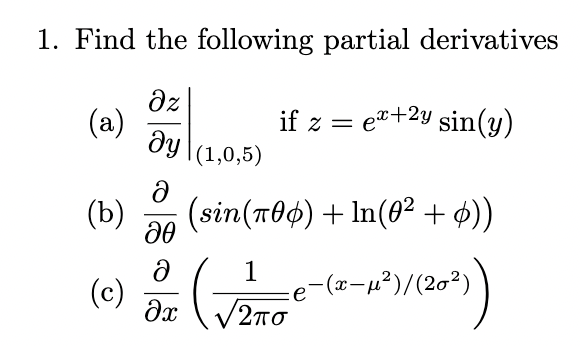 Solved Find the following partial | Chegg.com